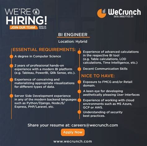 Biengineer Businessintelligence Job Hiring Apply Developer Wecrunch