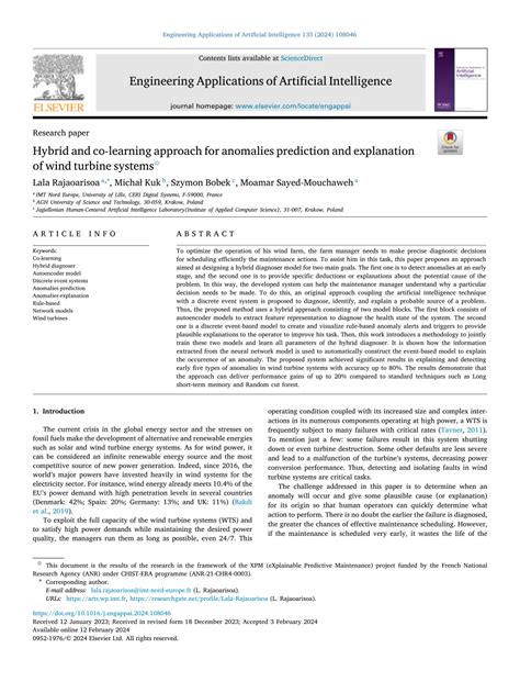 PDF Hybrid And Co Learning Approach For Anomalies Prediction And Explanation Of Wind Turbine