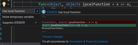 Refactoring Convert Lambda To Local Function · Issue 23310 · Dotnet