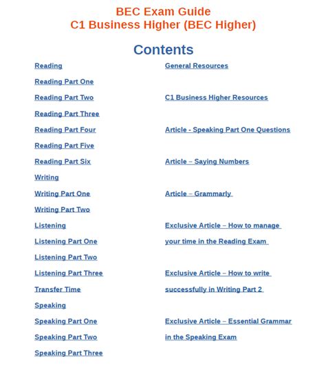 Bec H Contents Bec Exam Guide