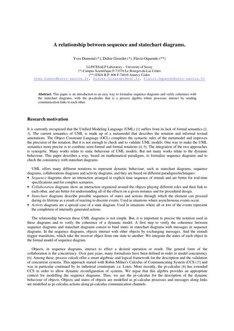 PDF A Relationship Between Sequence And Statechart Diagrams