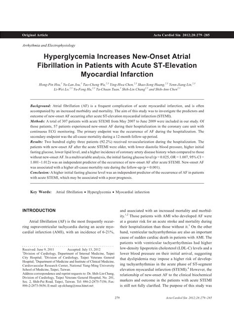 Hyperglycemia Increases New Onset Atrial Fibrillation In Patients With