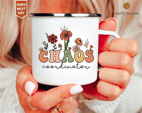 Chaos Coordinator Mug Personalized Teacher Enamel Mug T For