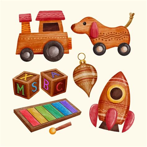 Colección de juguetes navideños en acuarela Vector Gratis