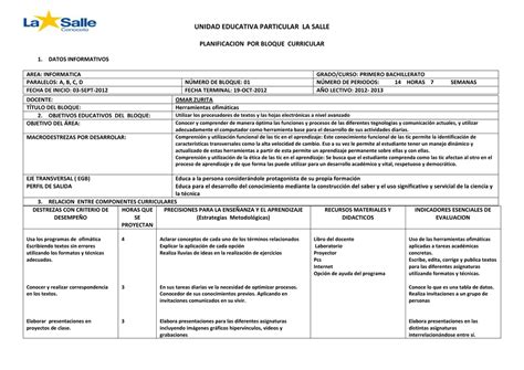 Ejemplo De Planeacion De Bachillerato Reverasite