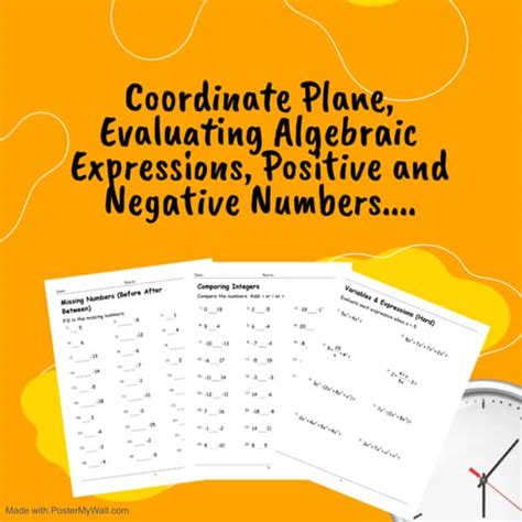 Cartesian Coordinates Integers Algebraic Expressions Bundle By Samir Latrous