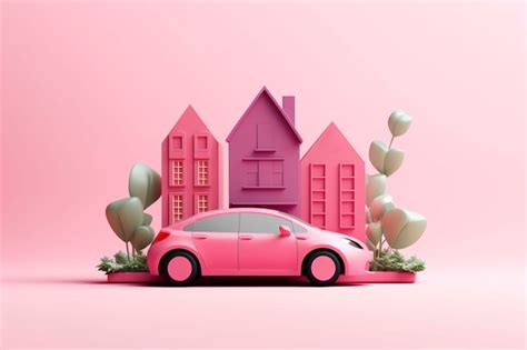Visualizzazione Di Unauto 3d Con La Città Immagine Generata Dallia