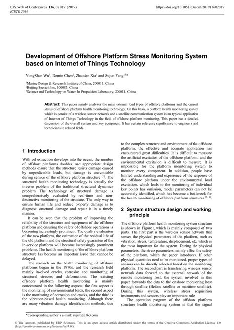 Pdf Development Of Offshore Platform Stress Monitoring System Based On Internet Of Things