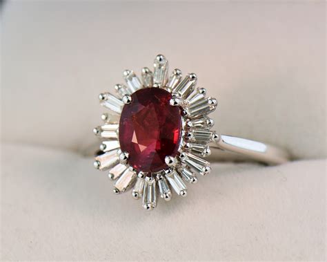 2ct Ruby And Baguette Diamond Halo Ring Exquisite Jewelry For Every
