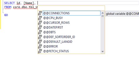 Sql Server Sql Management Studio Intellisense Hide Global Variables