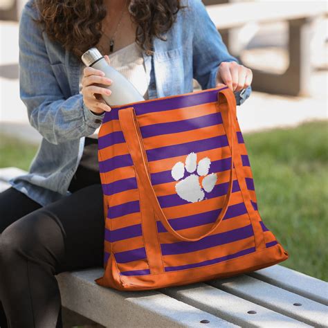 Clemson Tigers Team Stripe Canvas Tote Bag Foco