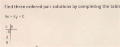 Solved Find Three Ordered Pair Solutions By Completing The