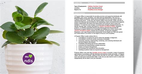 Position Description Program… Disability Compliance Australia