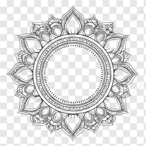 Elegant Circular Mandala Border Design Mandala Design Black And White