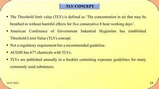 Management Of Over Exposure To Chemicals And TLV Concept PPTX