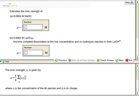 Solved Map Deb A Pling Calculate The Ionic Strength Of A