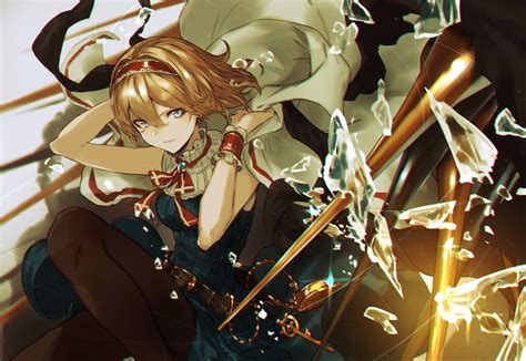 Safebooru 1girl Alice Margatroid Ascot Bell Black Legwear Blonde Hair