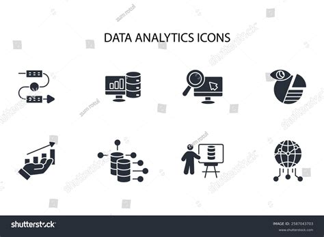 Data Analytics Icon Setvectoreditable Strokelinear Style Stock Vector