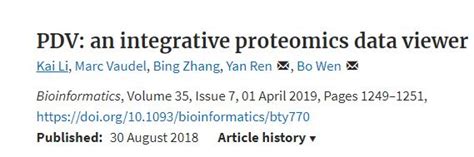 News In Proteomics Research Pdv An Integrated Proteomics Data Viewer