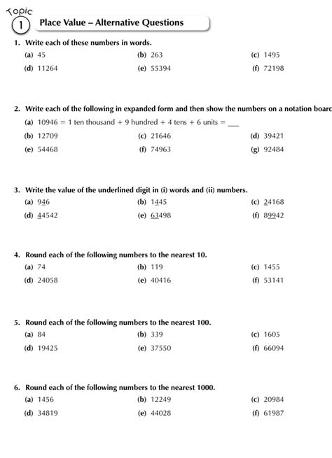 5th Class Monday Maths St Brigids National School