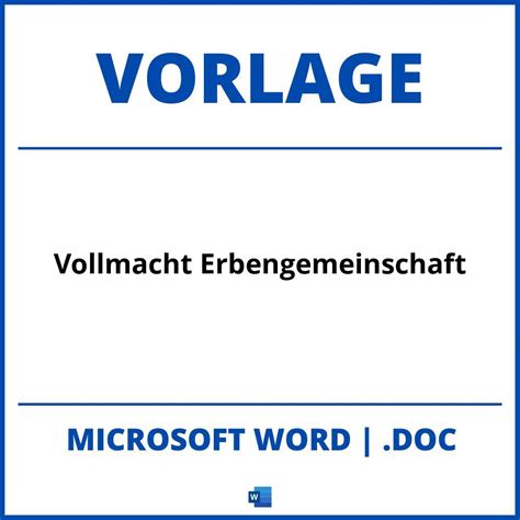 Vollmacht Vorlage Erbengemeinschaft WORD