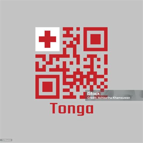 Qr 코드는 통가 국기의 색을 설정합니다 베어링 그리스 적십자 호 이스트 사이드 상단에 흰색 사각형으로 빨간색 필드입니다 0명에