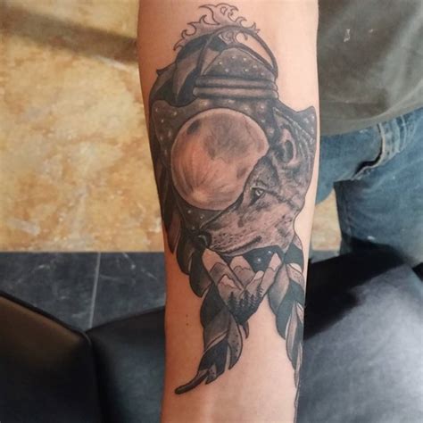 American Native Black Ink Big Ancient Arrow Head Tattoo On Forearm With