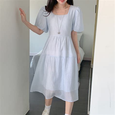 [자체발광 셀프웨딩] 러브썸퍼프 스퀘어넥 롱원피스