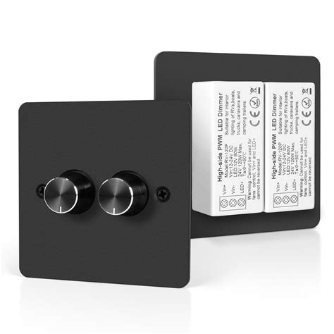 Vipmoon Dc12v 24v Led Dimmer Switch 2 Gang 120w Pwm Dimmer Push On Off