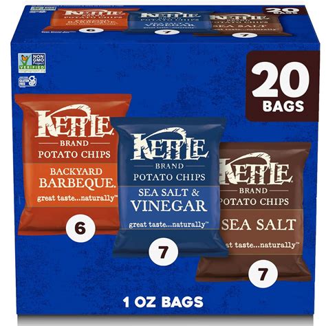 Kettle Brand Potato Chips Variety Pack 1 Oz 20 Ct