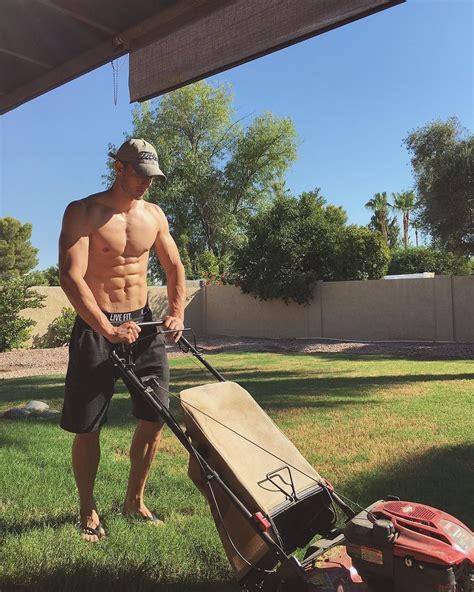 Sexy Man Mowing The Lawn