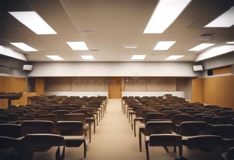 Lecture Room University Library Grey Blue Desk Chair Screen Panorama