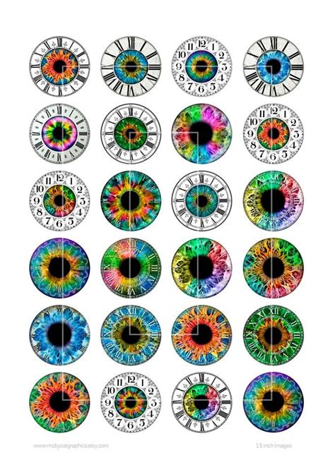 Clock Eyes 20 Mm 25 Mm 30 Mm 1 Inch 15 Inch Printable Round Images
