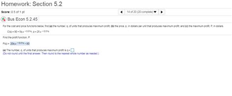 Solved Homework Section 5 2 Score 0 5 Of 1 Pt And Bus Econ