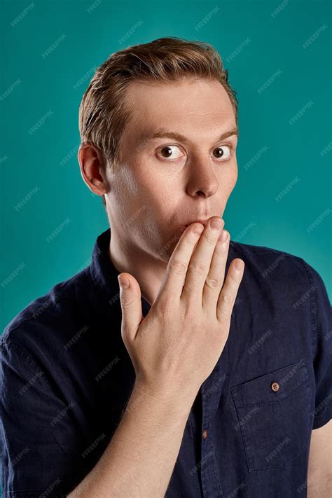 Premium Photo Close Up Portrait Of A Young Interesting Ginger Guy In A Stylish Navy T Shirt