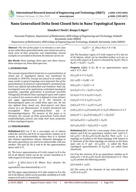 Irjet Nano Generalized Delta Semi Closed Sets In Nano Topological