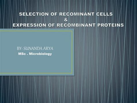 Selection And Screening Of Recombinant Cells And Expression Of Recombinant