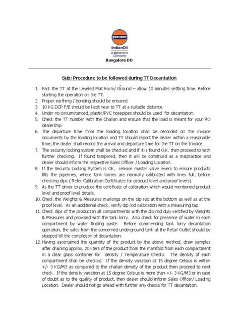 Tt Decantation Procedure 2 Pdf Manufactured Goods