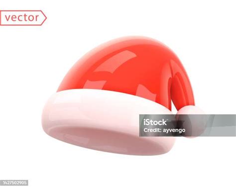 산타 클로스 크리스마스 레드 햇 슬로프 크리스마스와 새해 액세서리 사실적인 3d 모컵 디자인 요소 화려한 만화 스타일 흰색 배경에 격리된 개체입니다 3d 벡터 일러스트 레이
