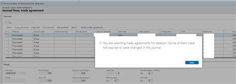 D365FO MASS DELETE TA TRADE AGREEMENTS