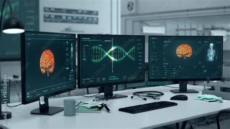 High Tech Ai Conducts Molecular Experiment On Microscopic Dna Gene