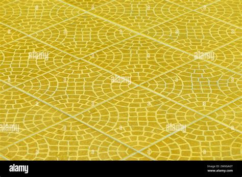 Bright Yellow Floor Tile Stone Ceramic Abstract Mosaic Pattern Surface