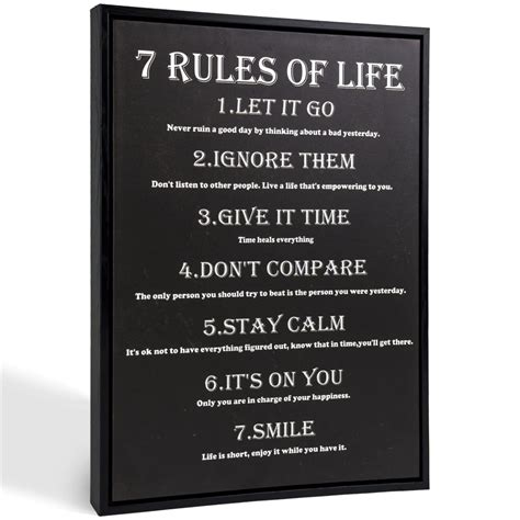 CRYUWOX 7 Rules Of Life Inspirational Wall Art Framed Motivational Wall