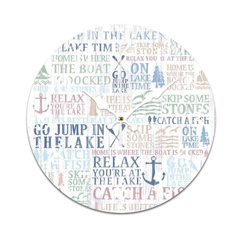 Lake Life Tree Boat Paddle Lighthouse Fish Pattern Wall Clock Modern