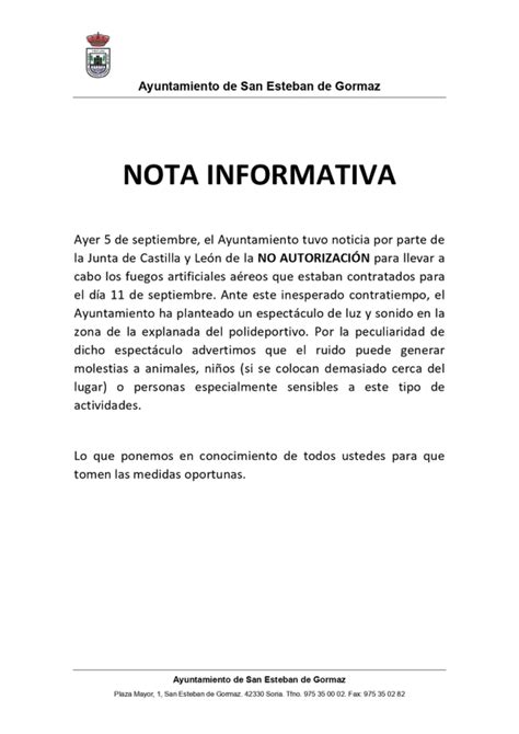 Nota Informativa Espectáculo Día 11 San Esteban De Gormaz