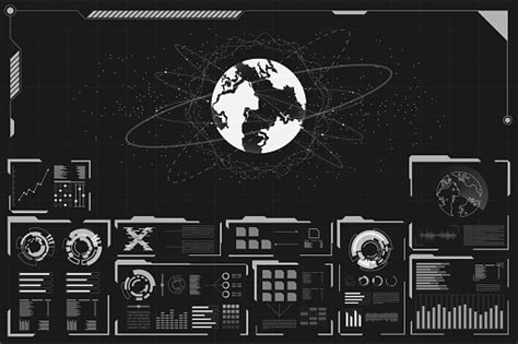 Futuristic Element Panelworld Map Data Analysis Informationvector And