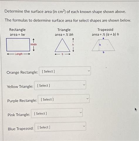 Determine The Surface Area In Cm2 Of Each Known