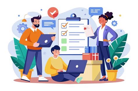 Premium Vector A Team Of Professionals Collaborates On A Project