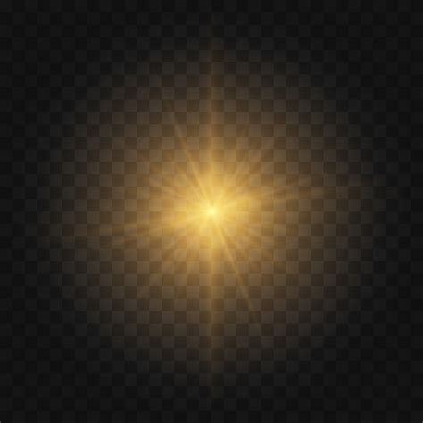 먼지와 스파클 절연 골든 옐로우 스타 버스트 광선으로 빛 효과를 내고 입자를 빛냅니다 프리미엄 벡터