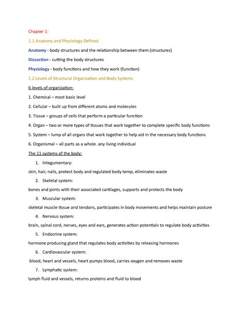 Chapter 1 Anatomy And Phsysiology Chapter 1 1 Anatomy And